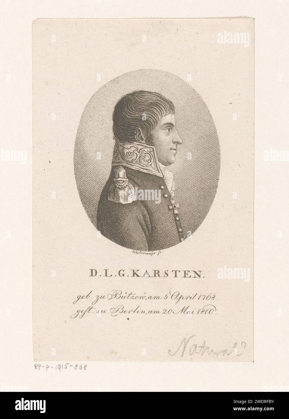 PortraT van Dietrich Ludwig Gustav Karsten, Konrad Westermayr, 1810 ...