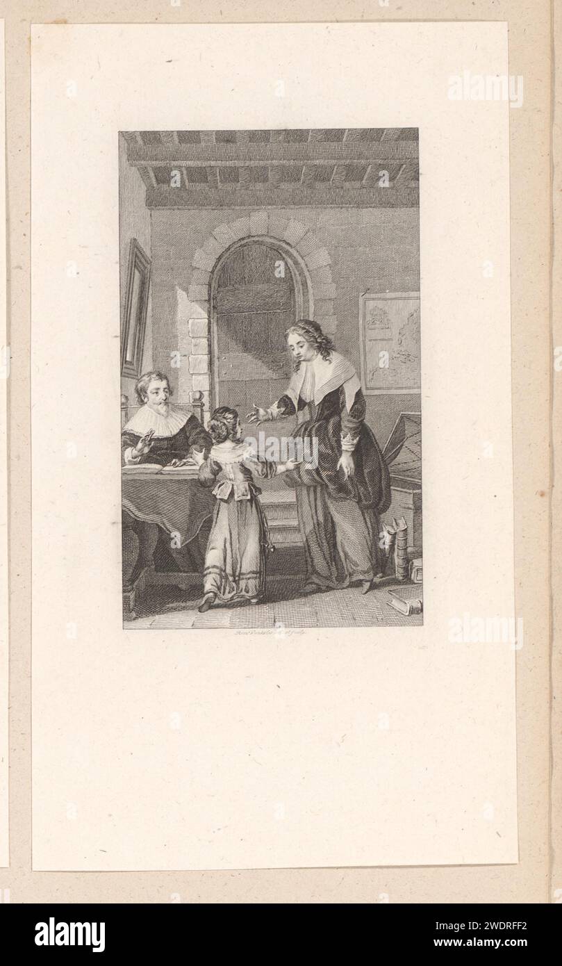 Hugo de Groot with wife and daughter in Loevestein, 1621, Reinier ...