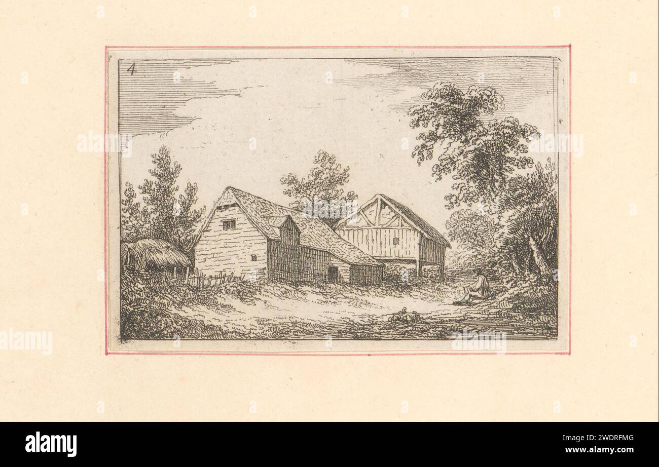 Landscape with farm and barn, Edward Edwards, 1790 print Numbered: 4 ...