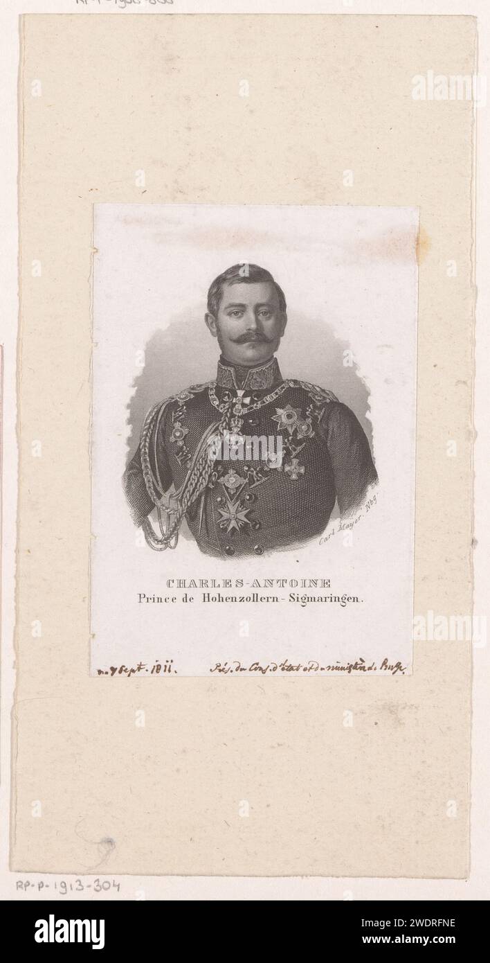 Portrait of Karel Anton van Hohenzollern -Sigmaringen, Carl Mayer, 1811 ...