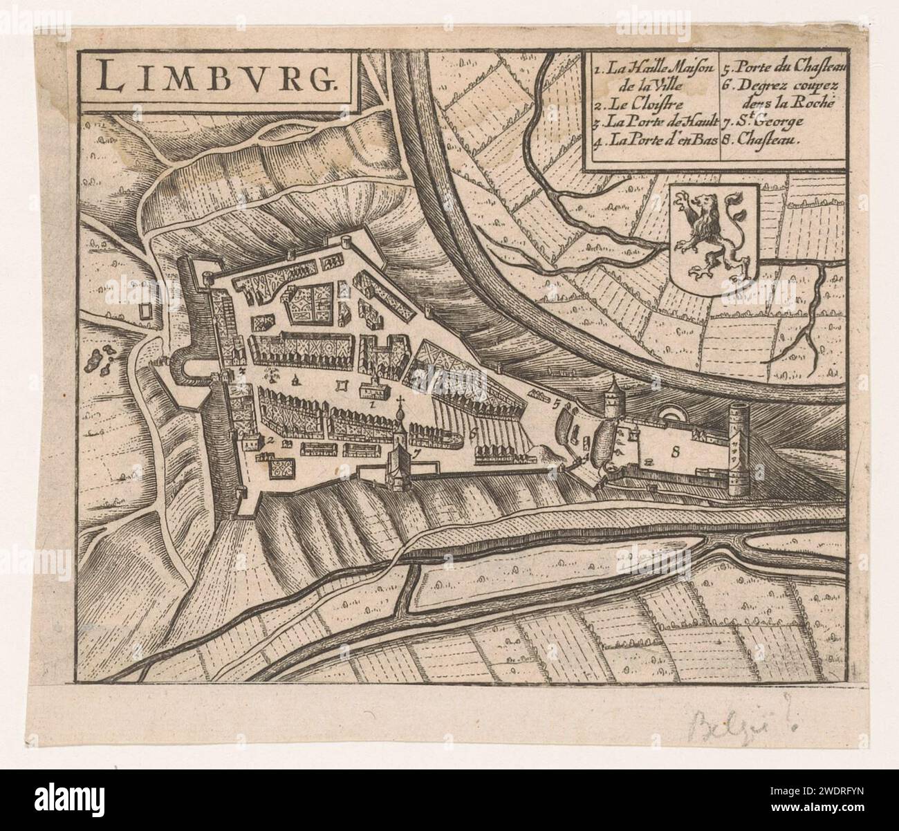 Map of the city of Limburg, Anonymous, 1652 print Amsterdam paper ...