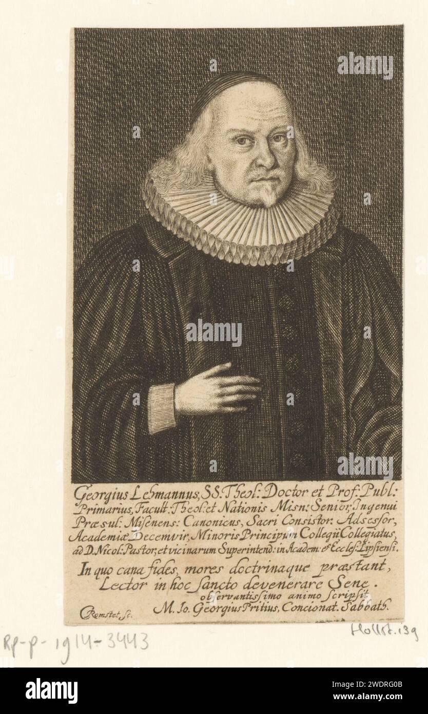 Portrait of Georg Lehmann, Christian Romstet, 1665 - 1721 print paper ...