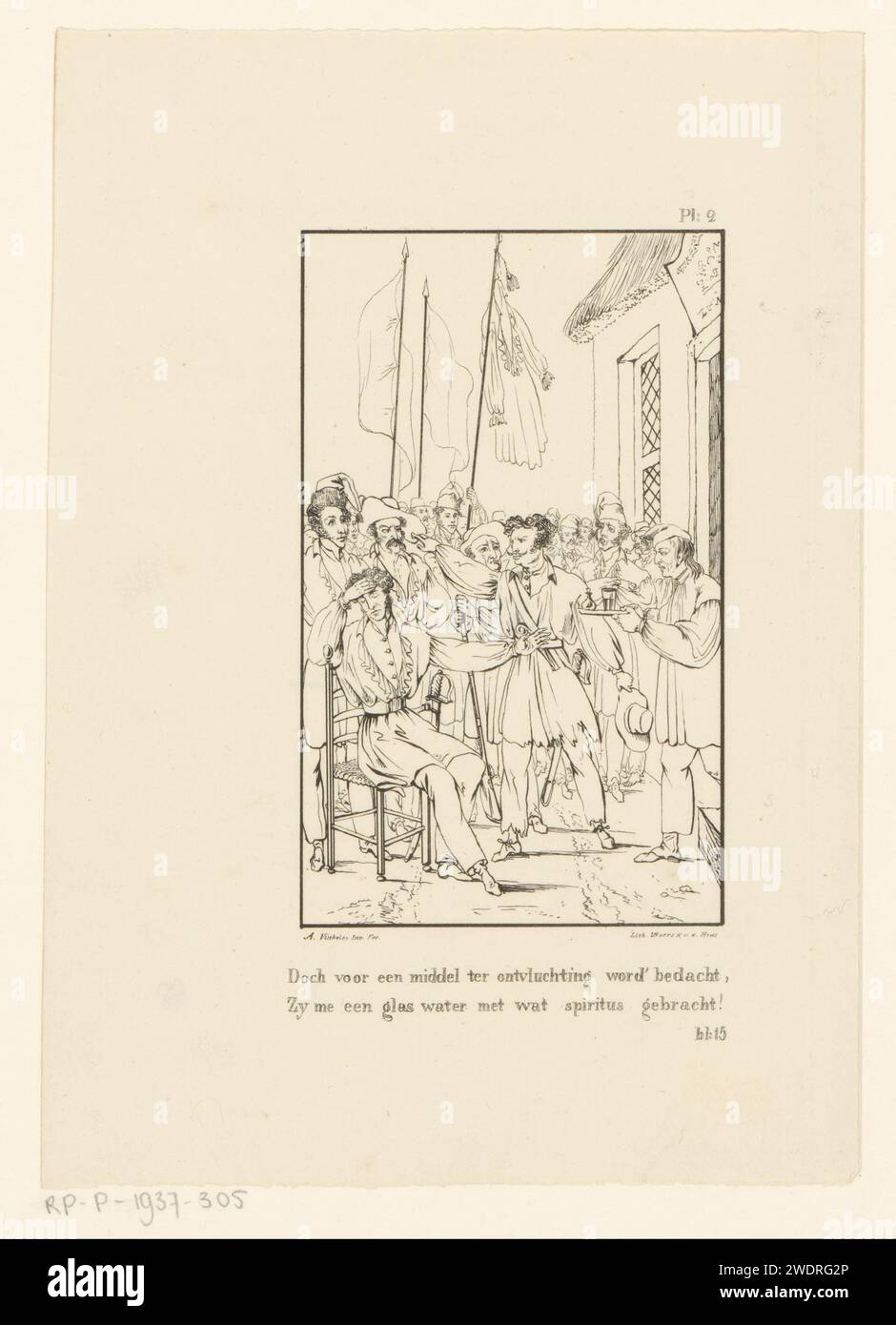Tour from the eighty people from Liège to Tervuren, Abraham Vinkeles ...