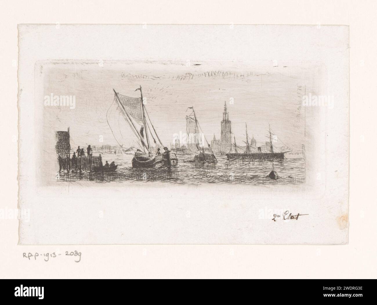 Ships in the water at the port of Antwerp, Paul Emile Nicolié, 1876 ...
