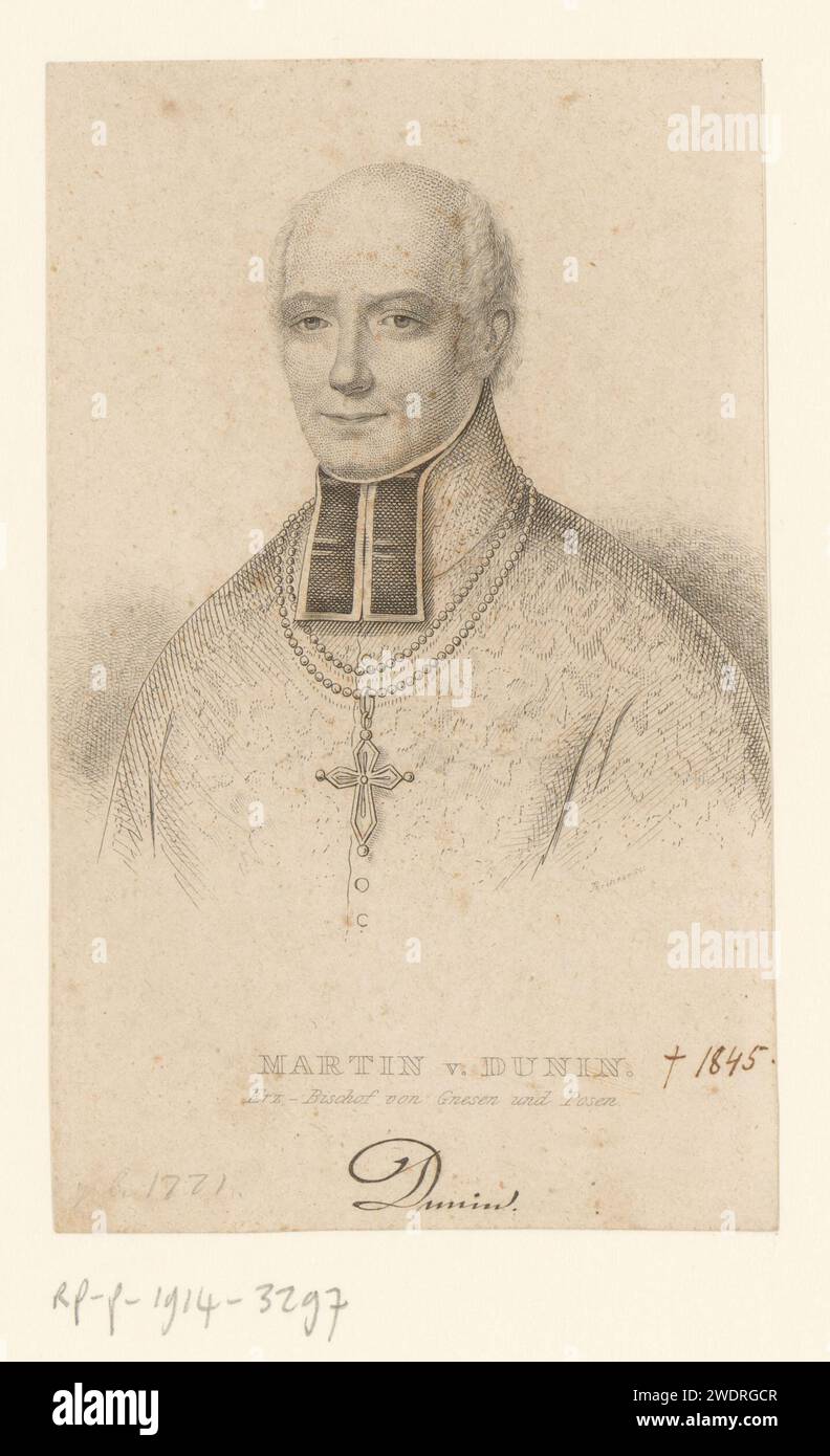 Portrait van Martin von Dunin, F. Richter, 1800 - 1899 print paper ...