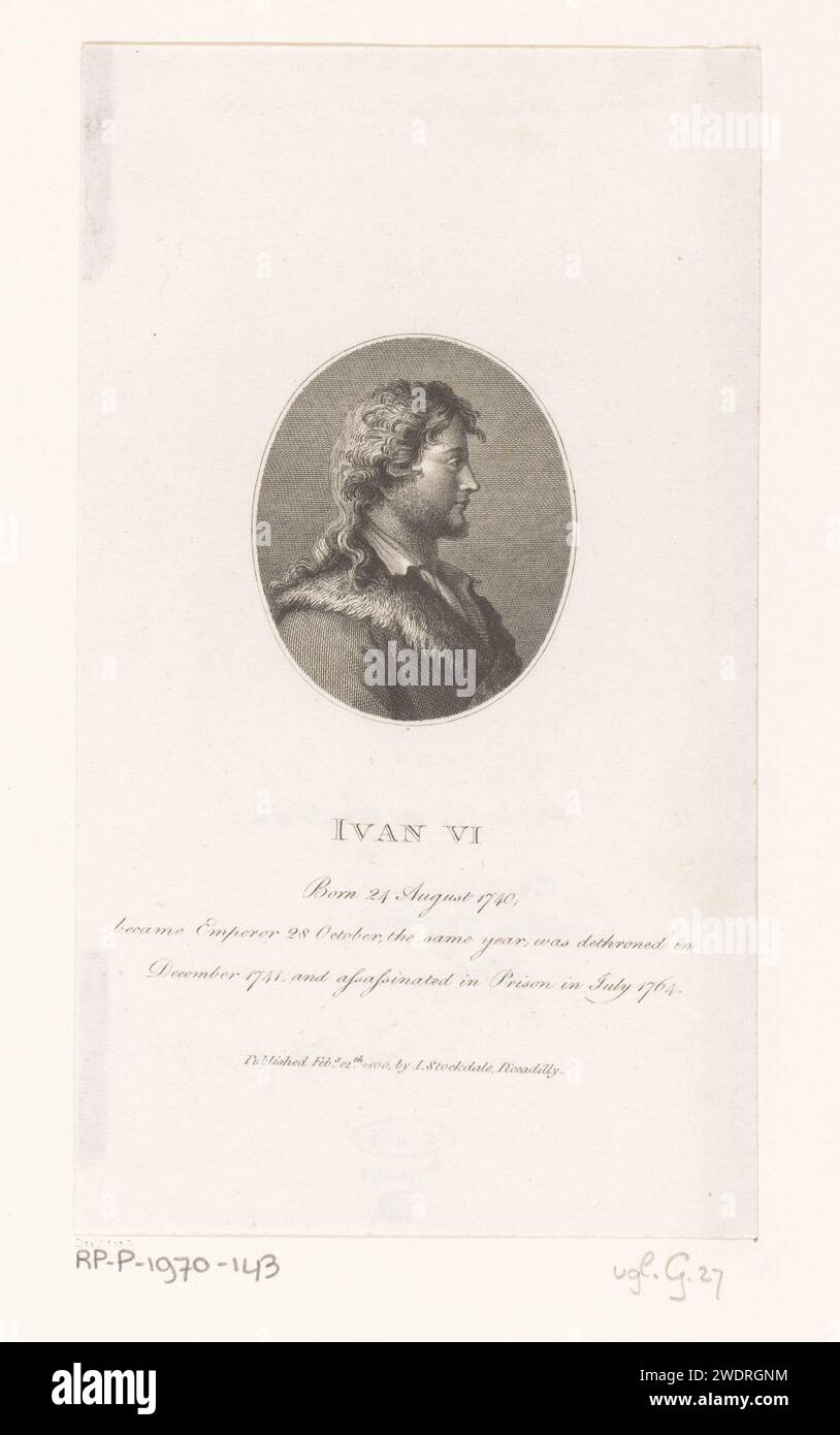 Porter van Ivan Vi van Rusland, Anonymous, After Pierre Prud'hon, 1800 print London paper ...