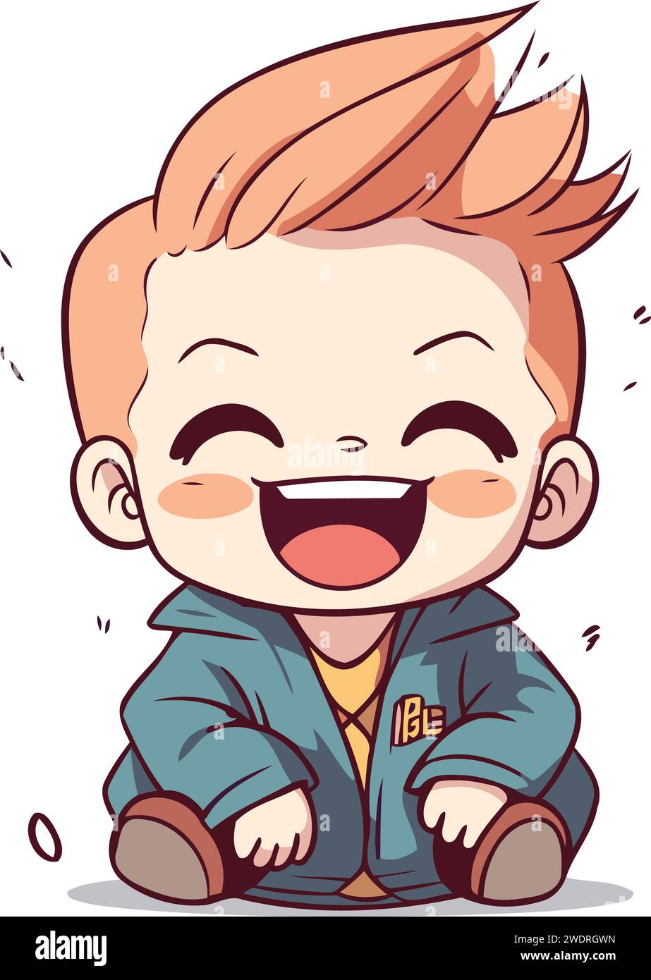 Cute little boy laughing. Vector illustration isolated on white ...