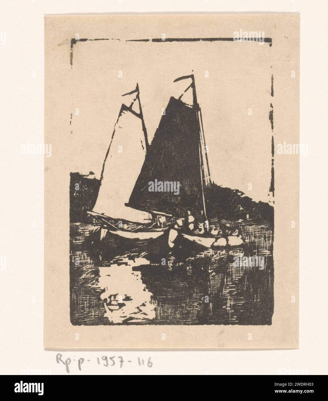Two sailing ships, Chris van der Windt, 1887 - 1952 print paper sailing ...