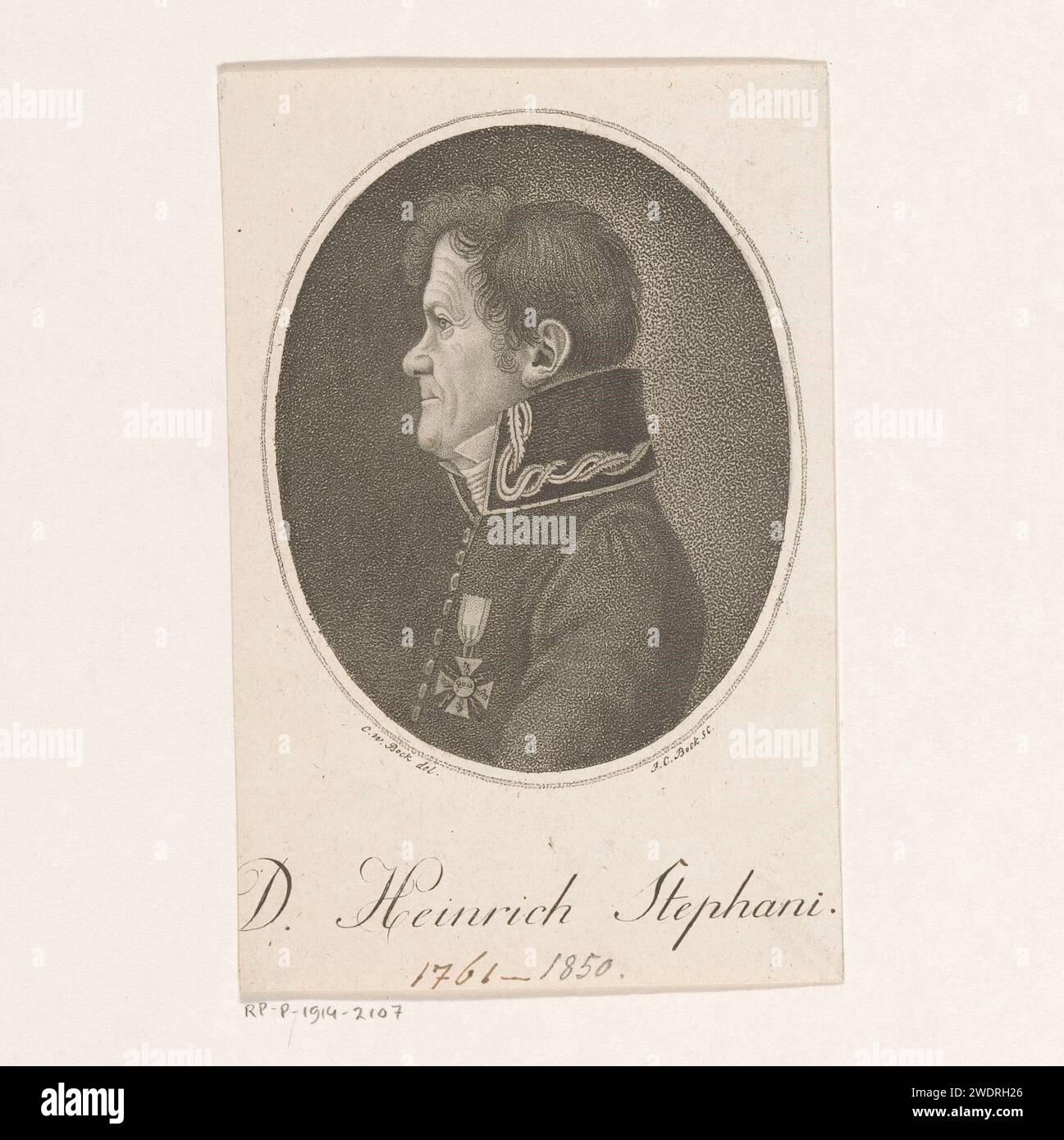 PortraT van Heinrich Stephani, Johann Carl Bock, after Christoph ...