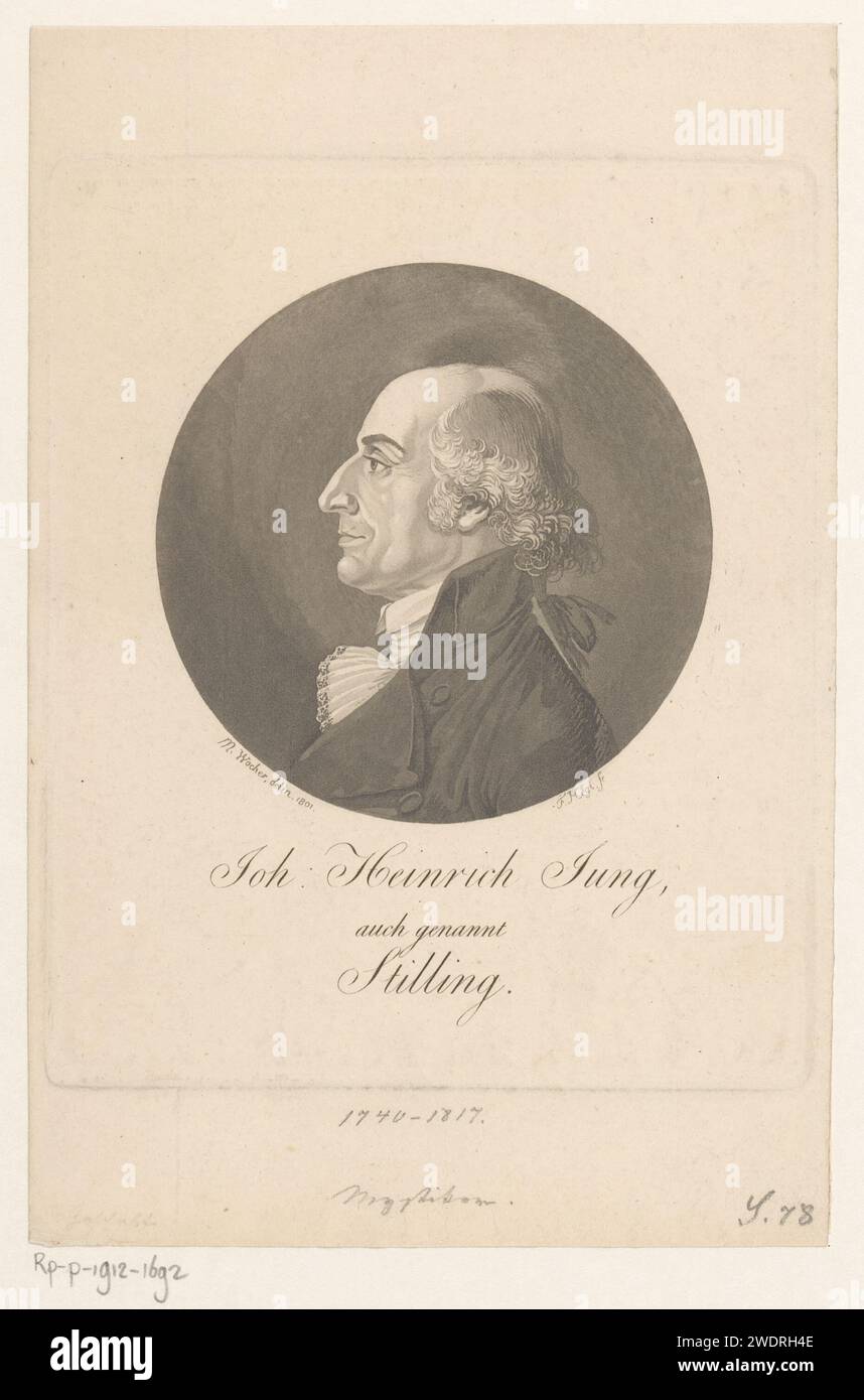 Portrait van Johann Heinrich Jung-Stilling, Franz Hegi, after Marquard ...