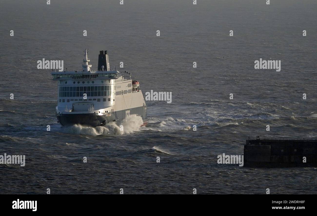 A DFDS ferry arrives at the Port of Dover in Kent during the aftermath ...