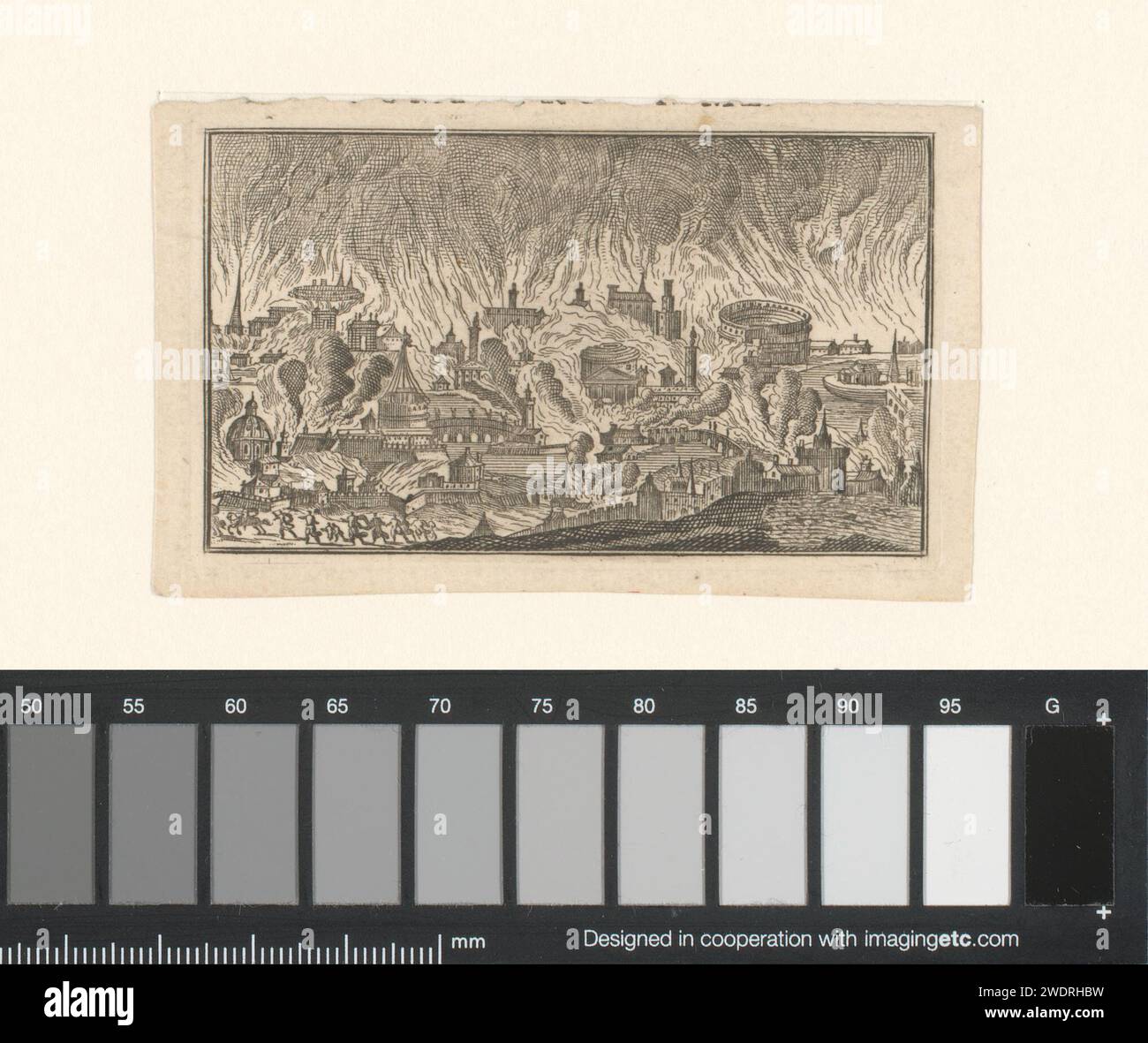 Troje fall, Anonymous, 1650 - 1750 print A burning city: probably the ...