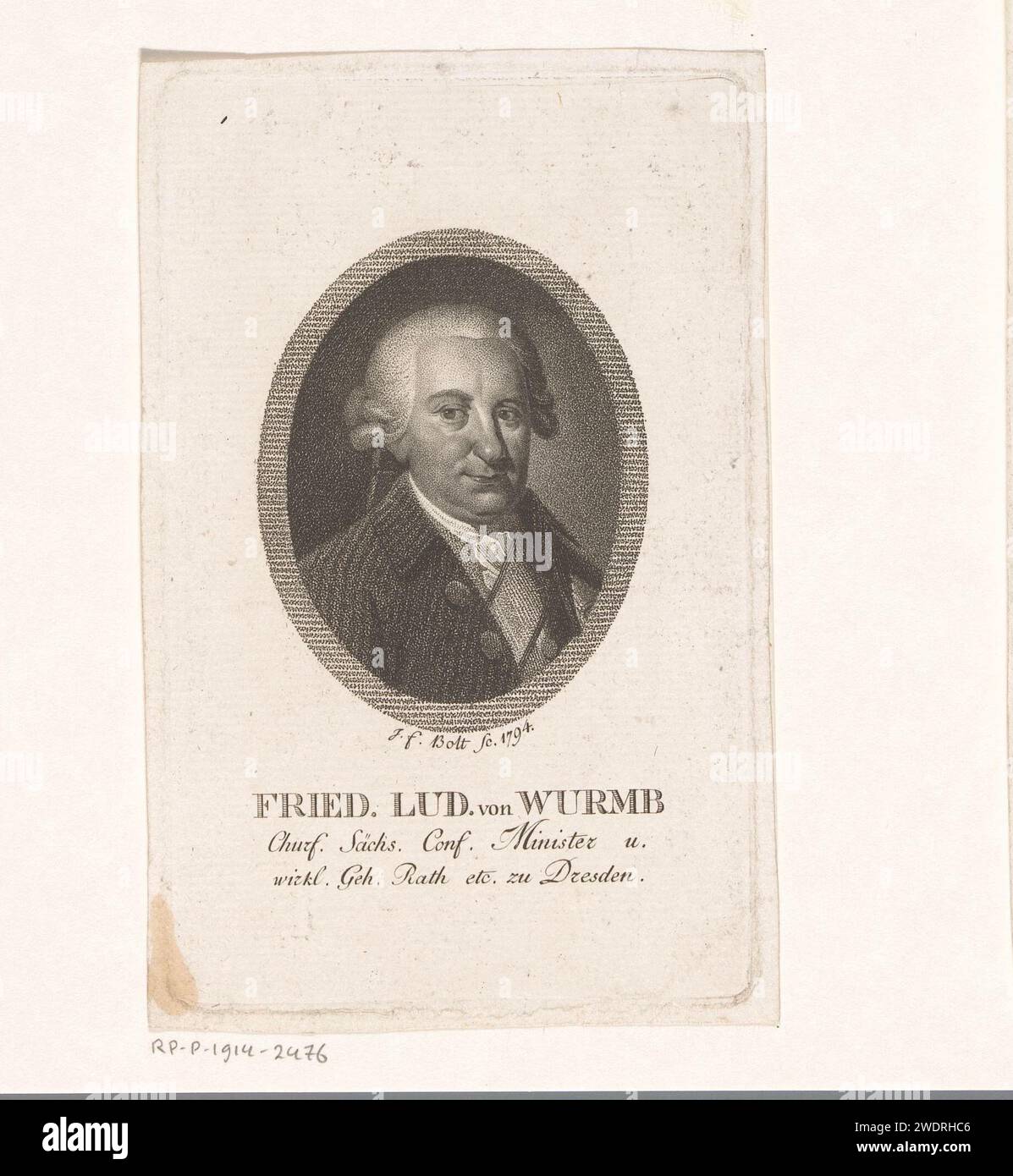 Portrait van Friedrich Ludwig von Wurmb, Johann Friedrich Bolt, 1794 ...