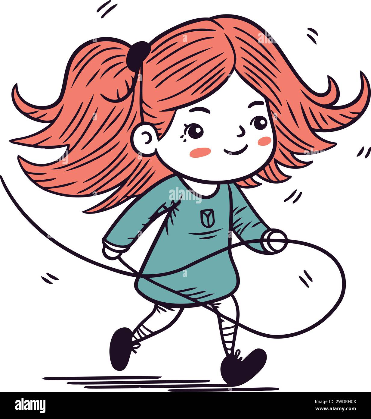 Girl with a skipping rope Stock Vector Images - Alamy