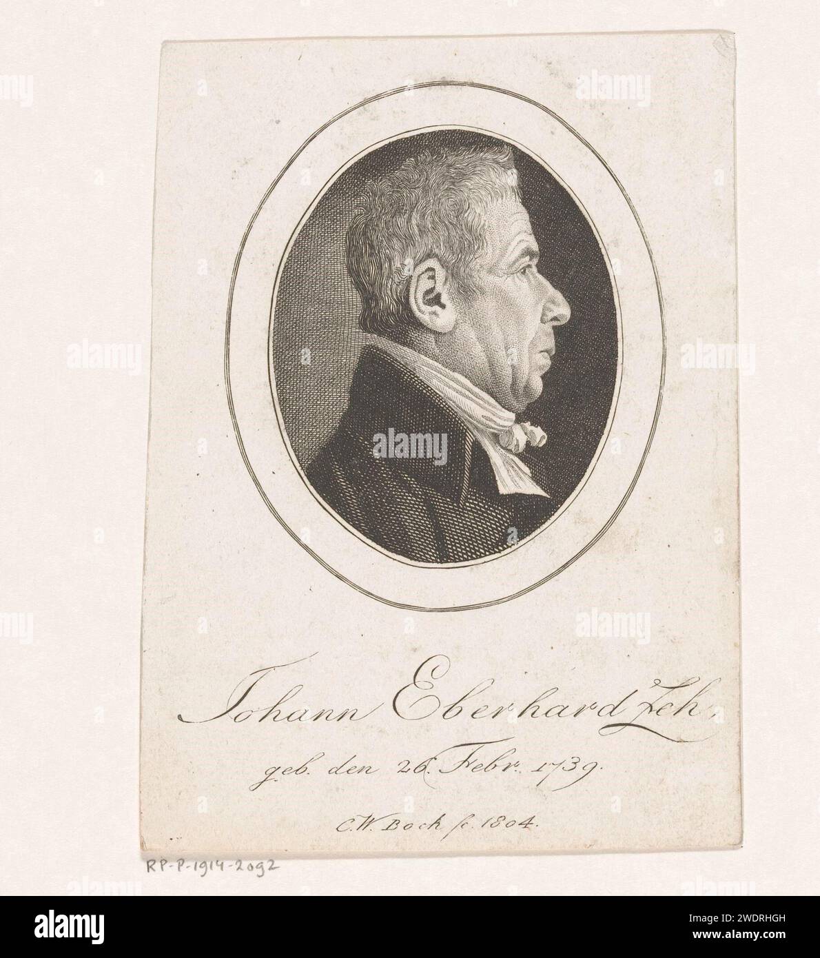 Portrait van Johann Eberhard Zeh, Christoph Wilhelm Bock, 1804 print ...