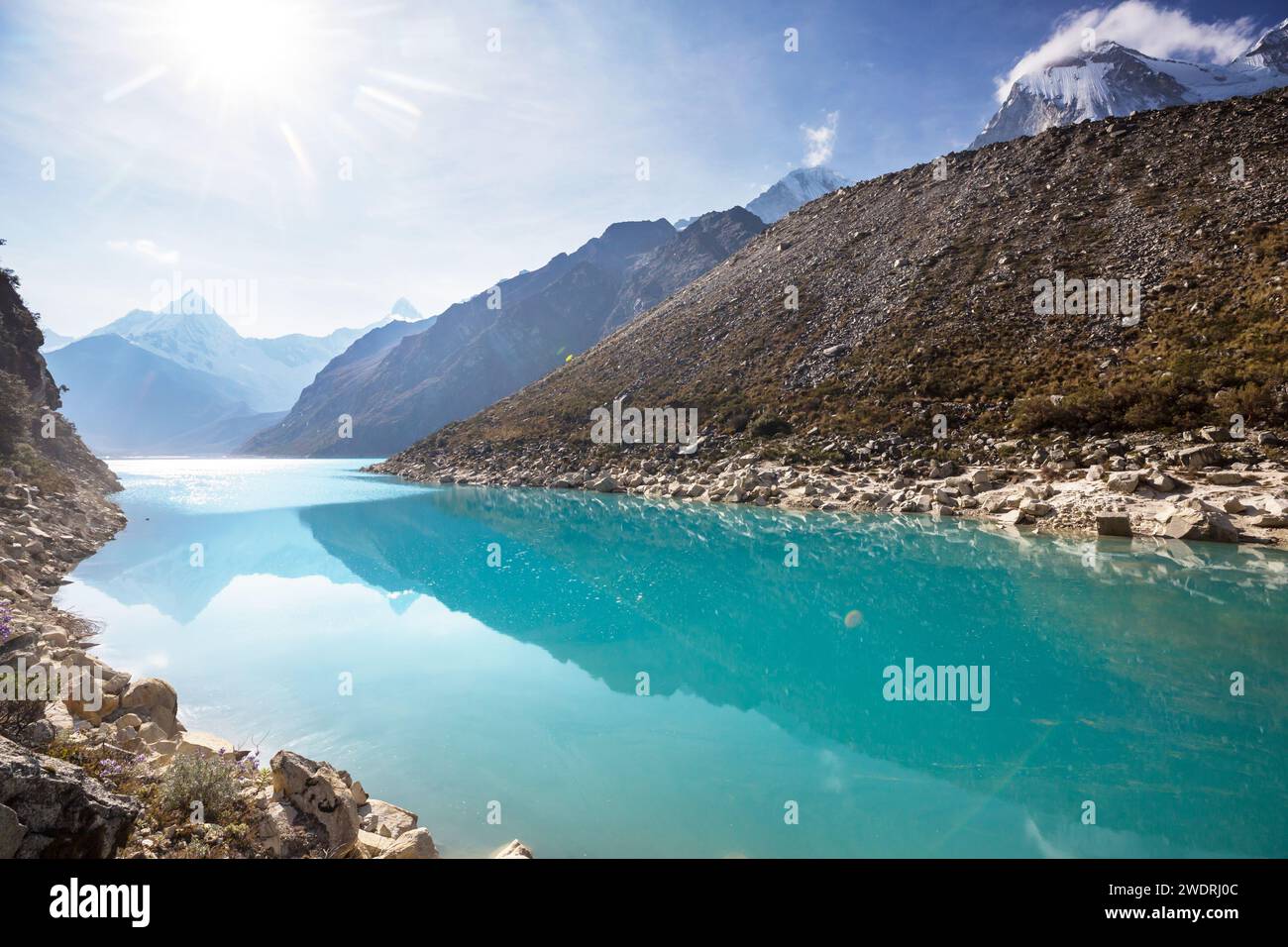 Beautiful lake Paron in Cordillera Blanca, Peru, South America Stock ...