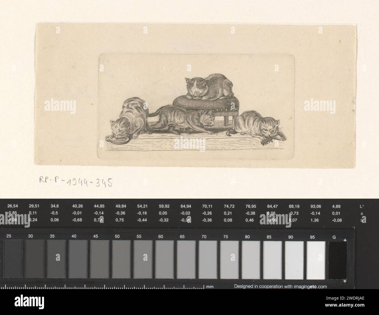 Vier katten, anonymous, after Gottfried Mind, 1778 - 1830 print paper ...