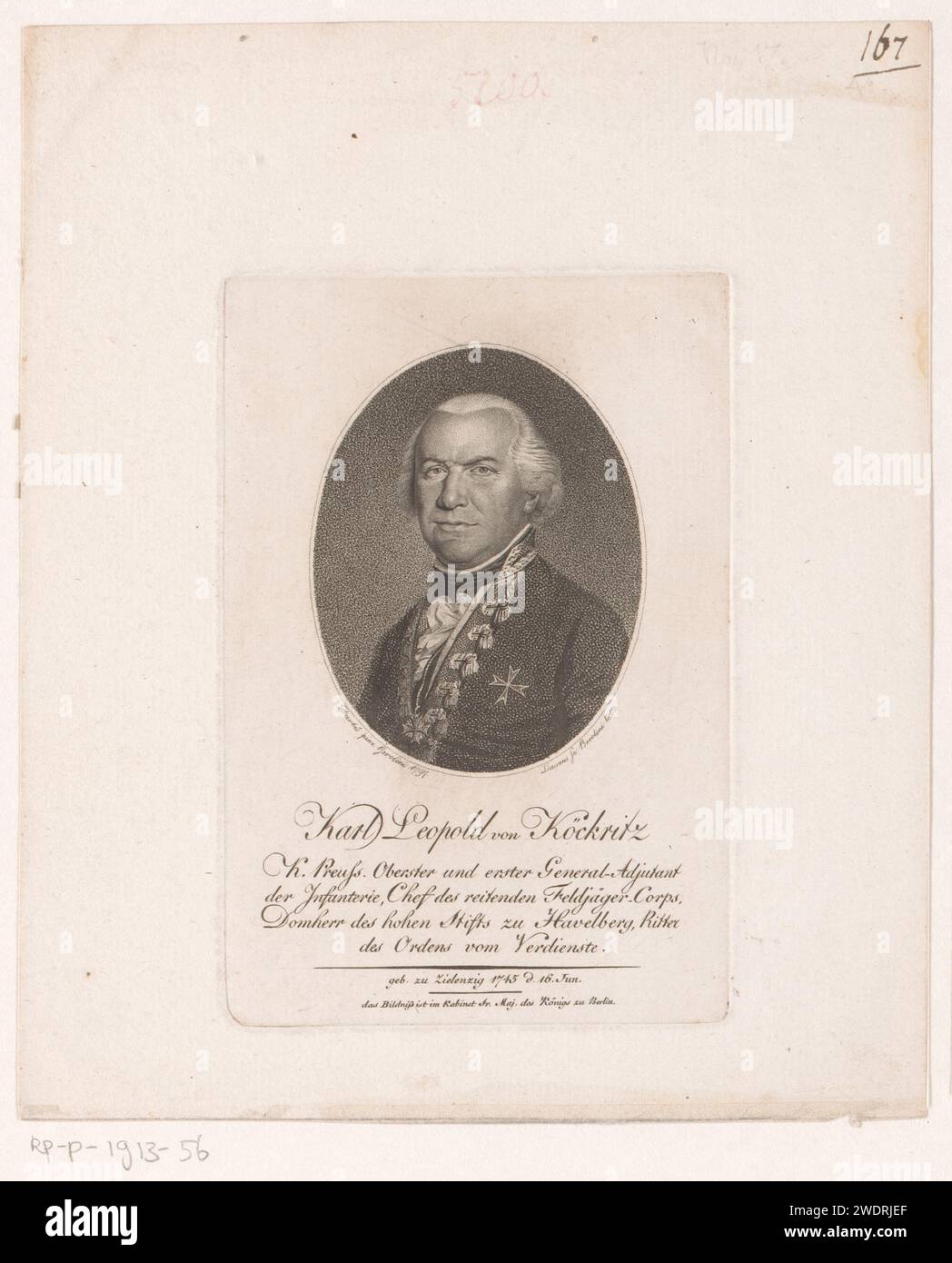 PortraT van Carl Leopold von Köckritz, Johann Daniel Laurenz (II), after Joseph Friedrich August ...