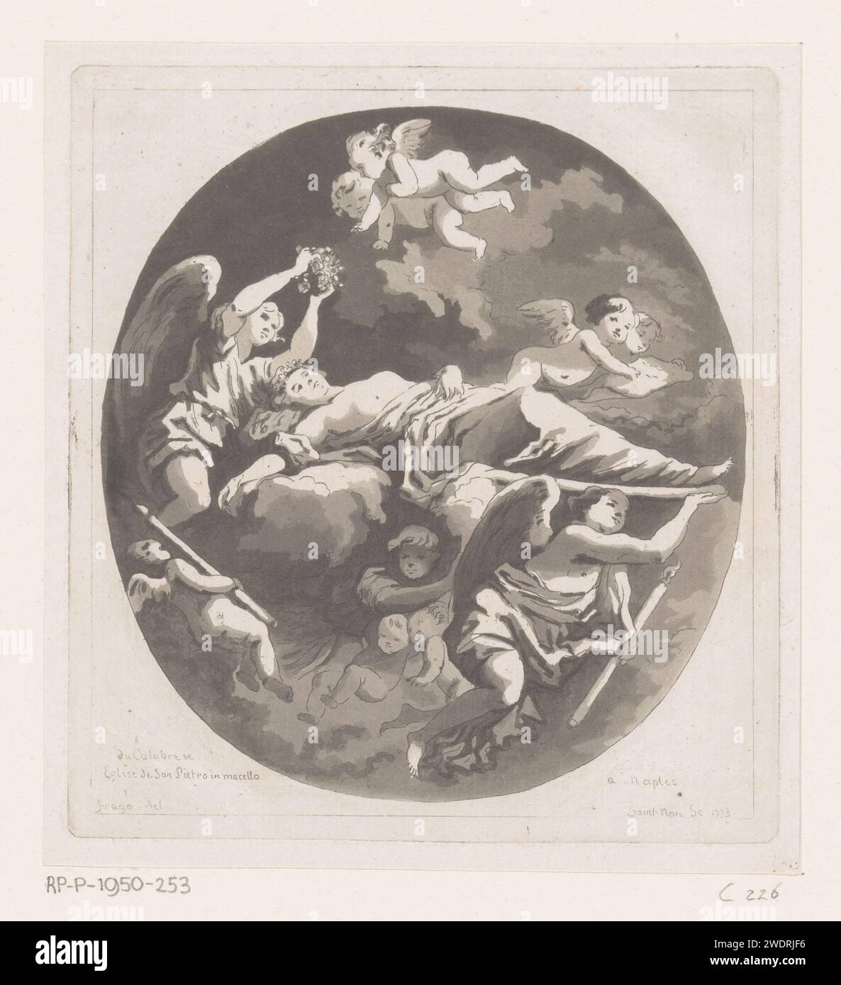 Presentation of angels who carry a lying woman through the clouds ...