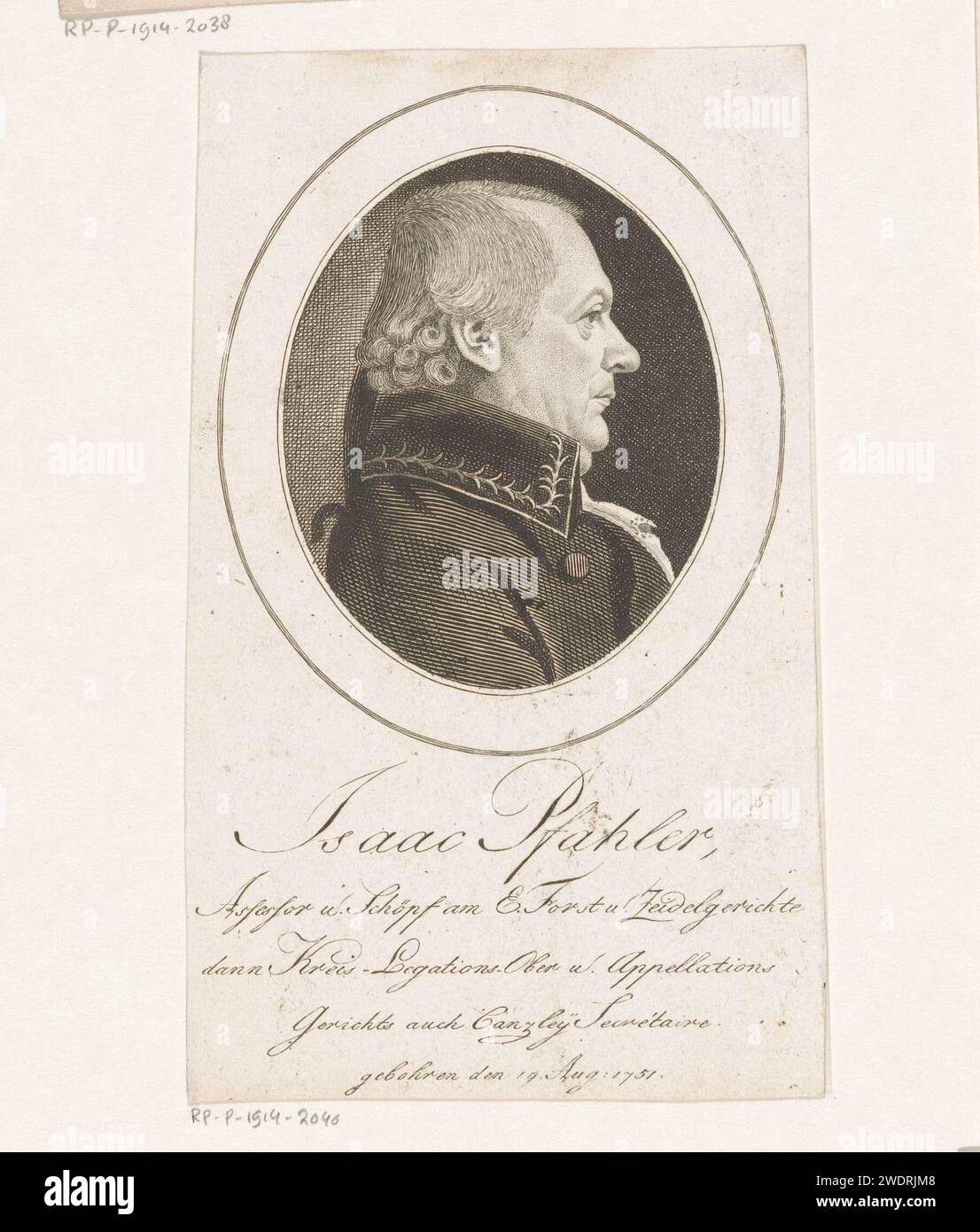 Portrait of Isaac Pfhaler, Christoph Wilhelm Bock, 1805 print Nuremberg ...