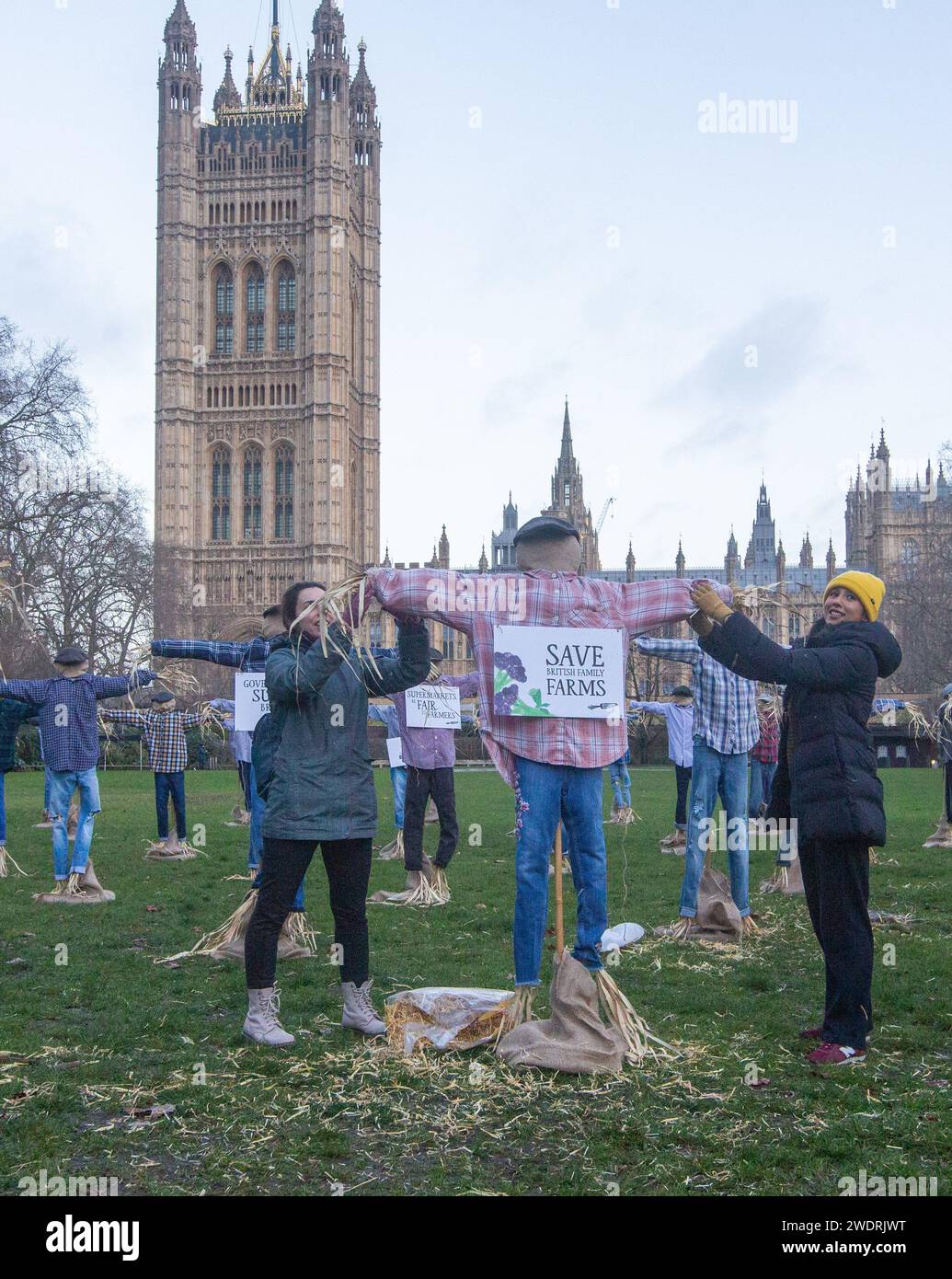London, England, UK. 22nd Jan, 2024. Scarecrows standing outside ...