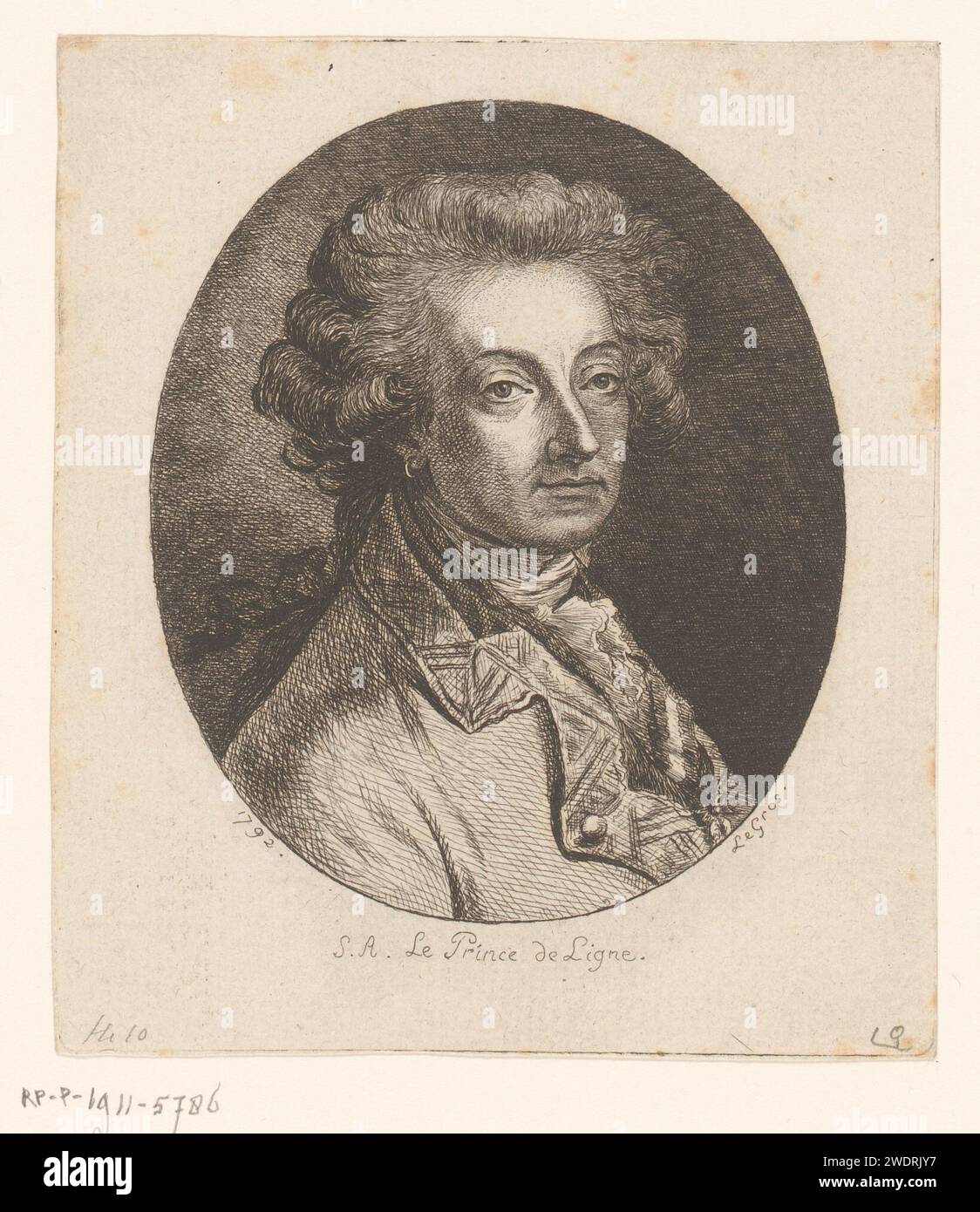 Portret van Charles Joseph, Prins de Ligne, Savior Legros, 1792 print ...