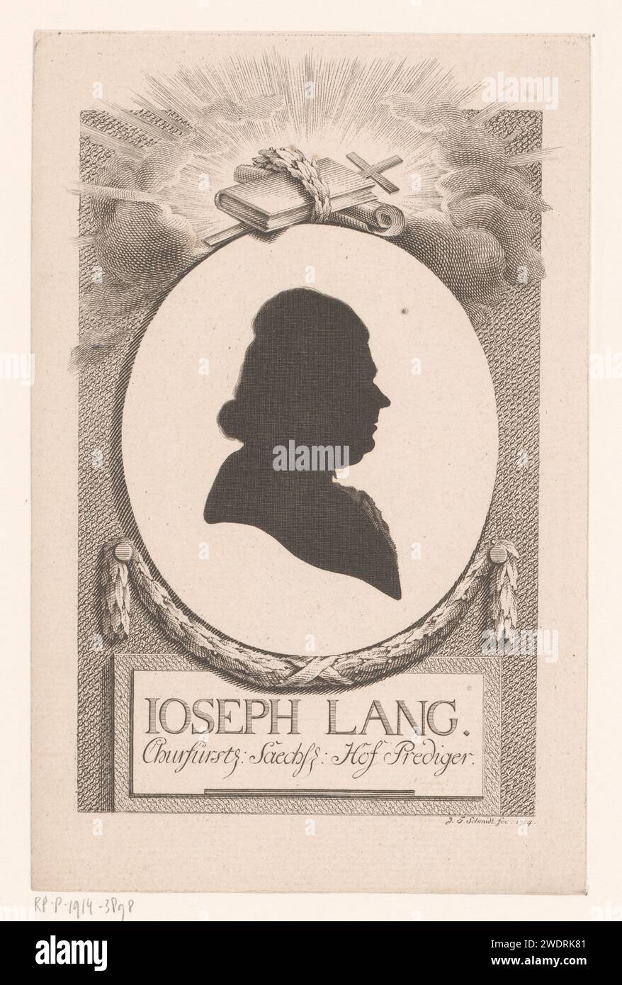 Silhouetportret van Joseph Lang, Johann Friedrich Schmidt, 1784 print ...