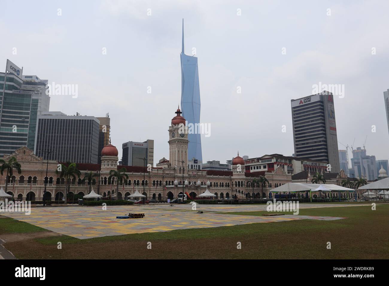 A scenic view of Dataran Merdeka and Merdeka 118 on a cloudy day in ...