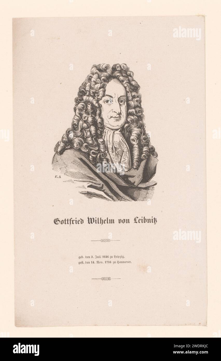 PortraT van Gottfried Wilhelm von Leibniz, Anonymous, Monogramist NVA ...