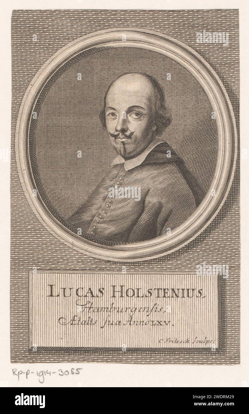 Portrait of Lukas Holste at the age of 65, Christian Fritzsch, 1705 ...