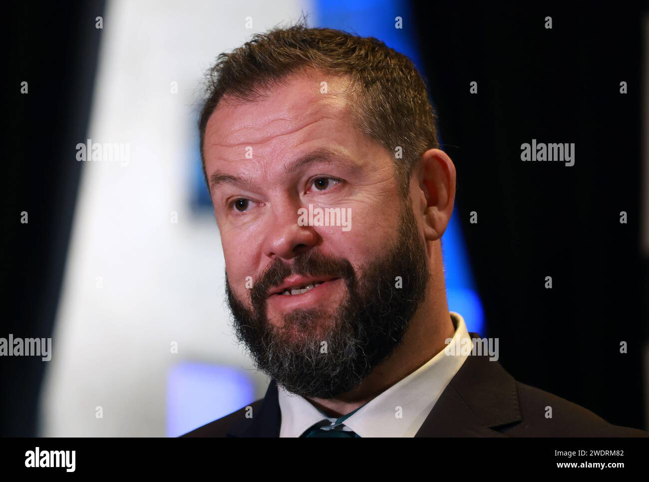 Ireland head coach, Andy Farrell, during the 2024 Guinness Men's Six Nations Launch at the ...