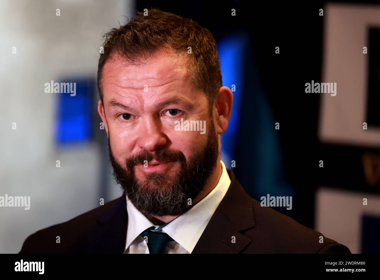 Ireland head coach, Andy Farrell, during the 2024 Guinness Men's Six Nations Launch at the ...