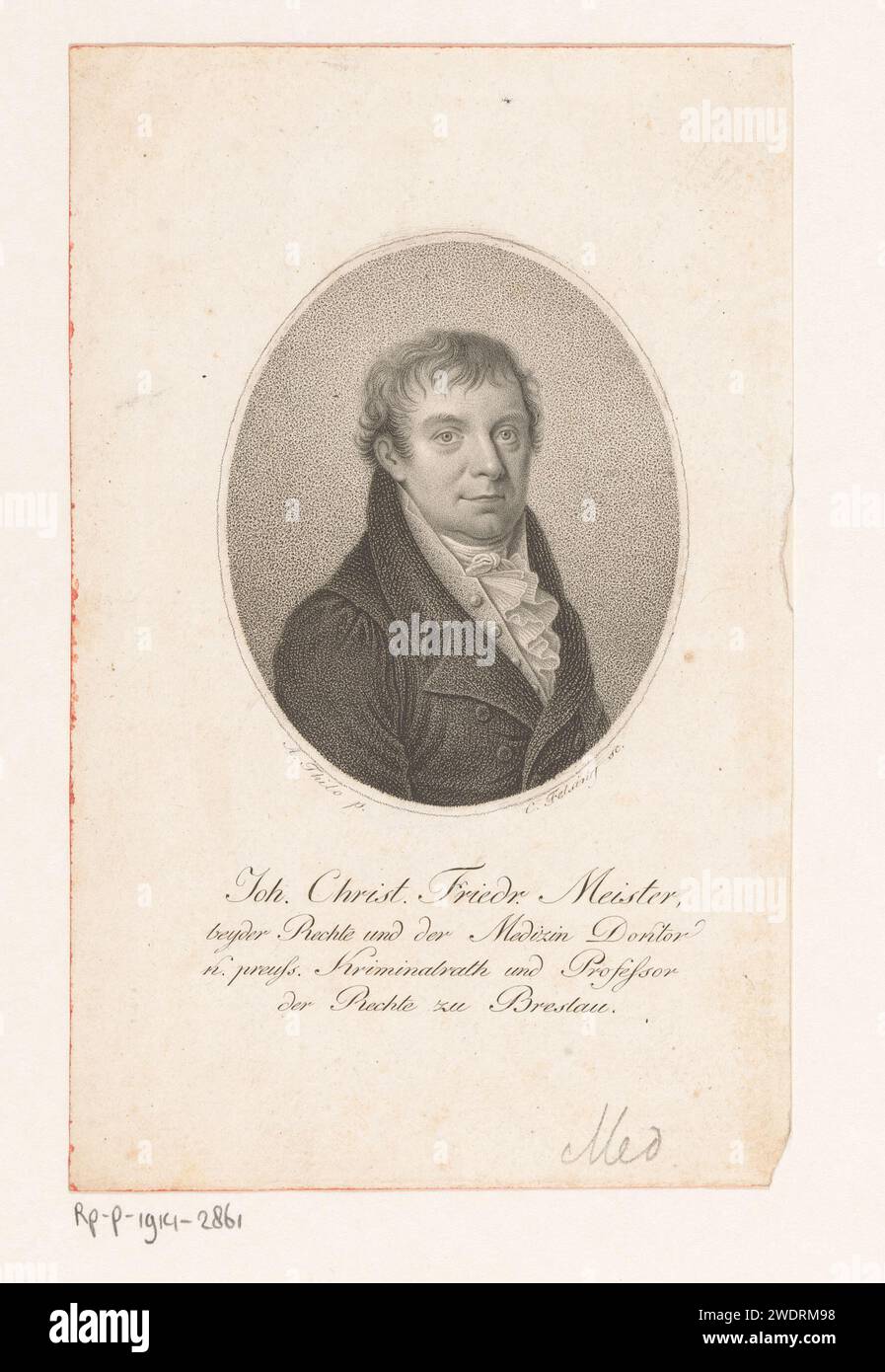 Portrait van Johann Christian Friedrich Meister, Conrad Felsing, after ...