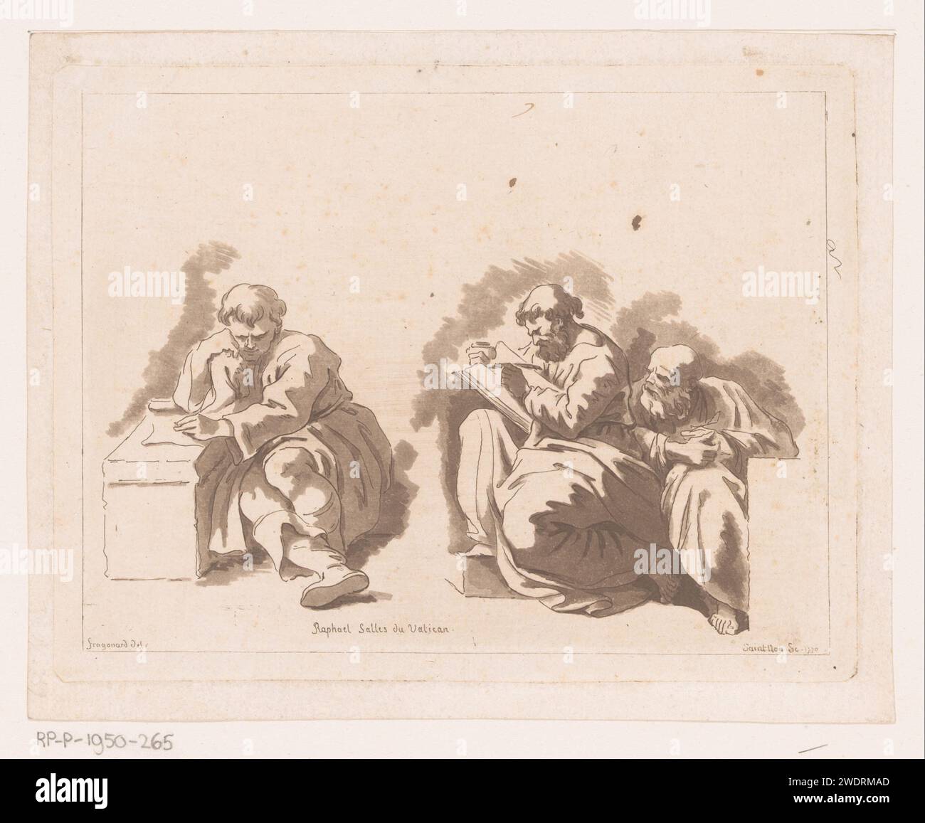 Three writing philosophers, dressed in robes, Richard de Saint-Non ...