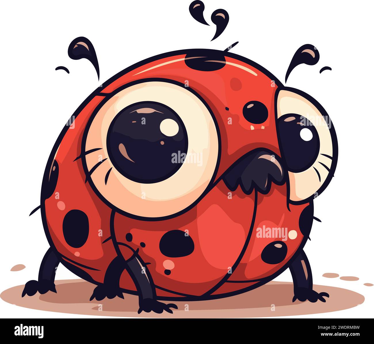 Cartoon ladybug with eyes and mouth. Vector illustration isolated on ...