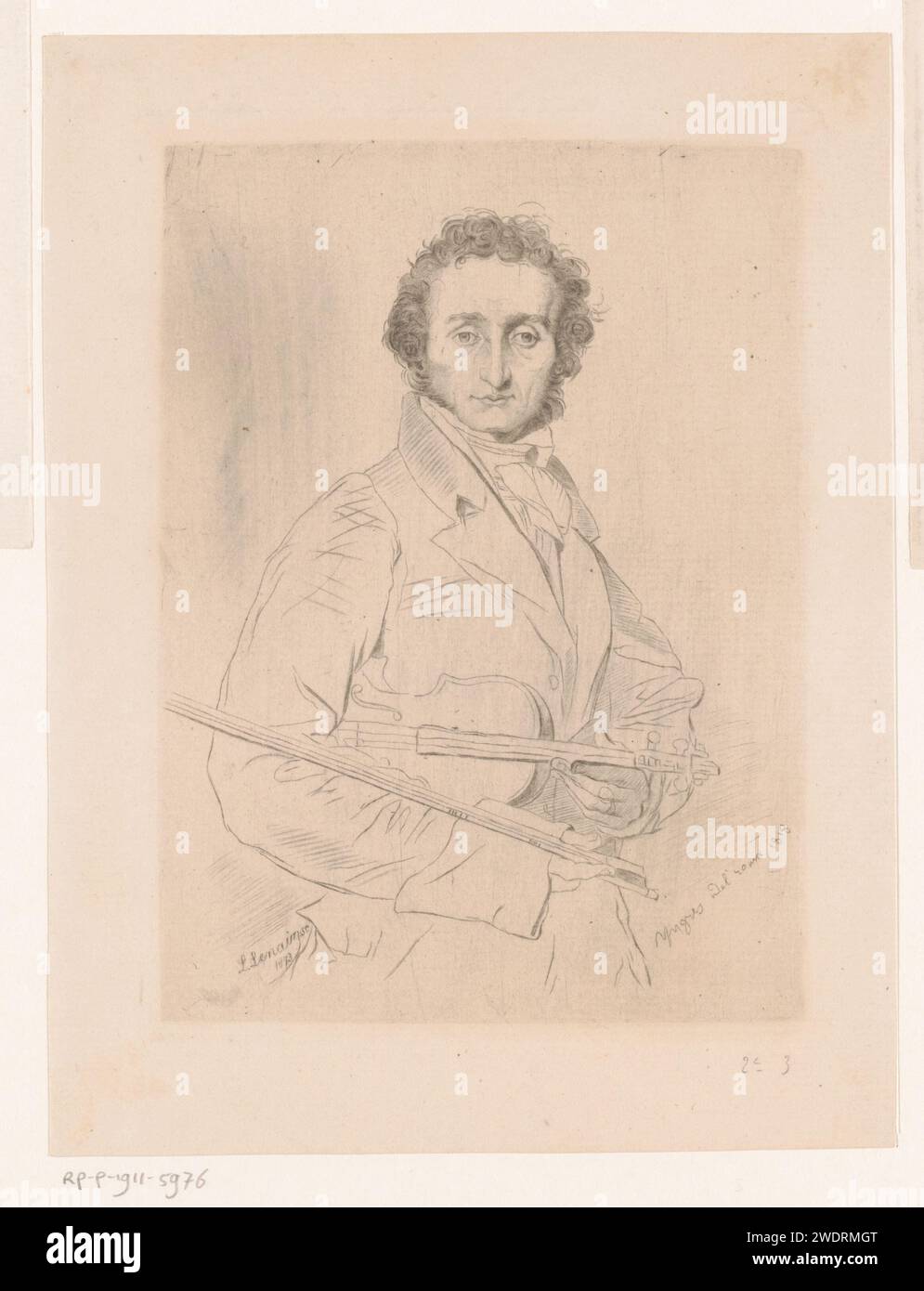 Portret van Niccolò Paganini, Louis Le Nain, after Jean Auguste ...