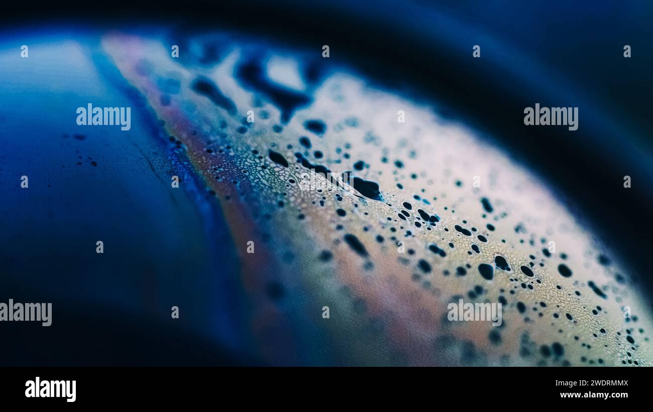 Paint bubble ink spill color fluid round surface Stock Photo - Alamy