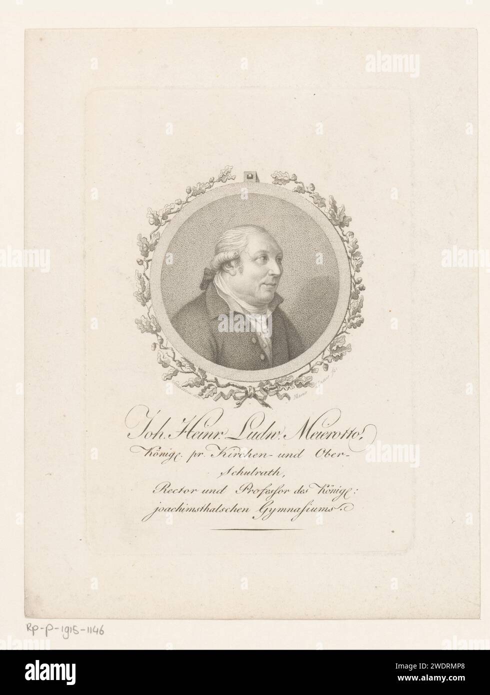 Portrait van Johann Heinrich Ludwig Meierotto, Meno Haas, after ...