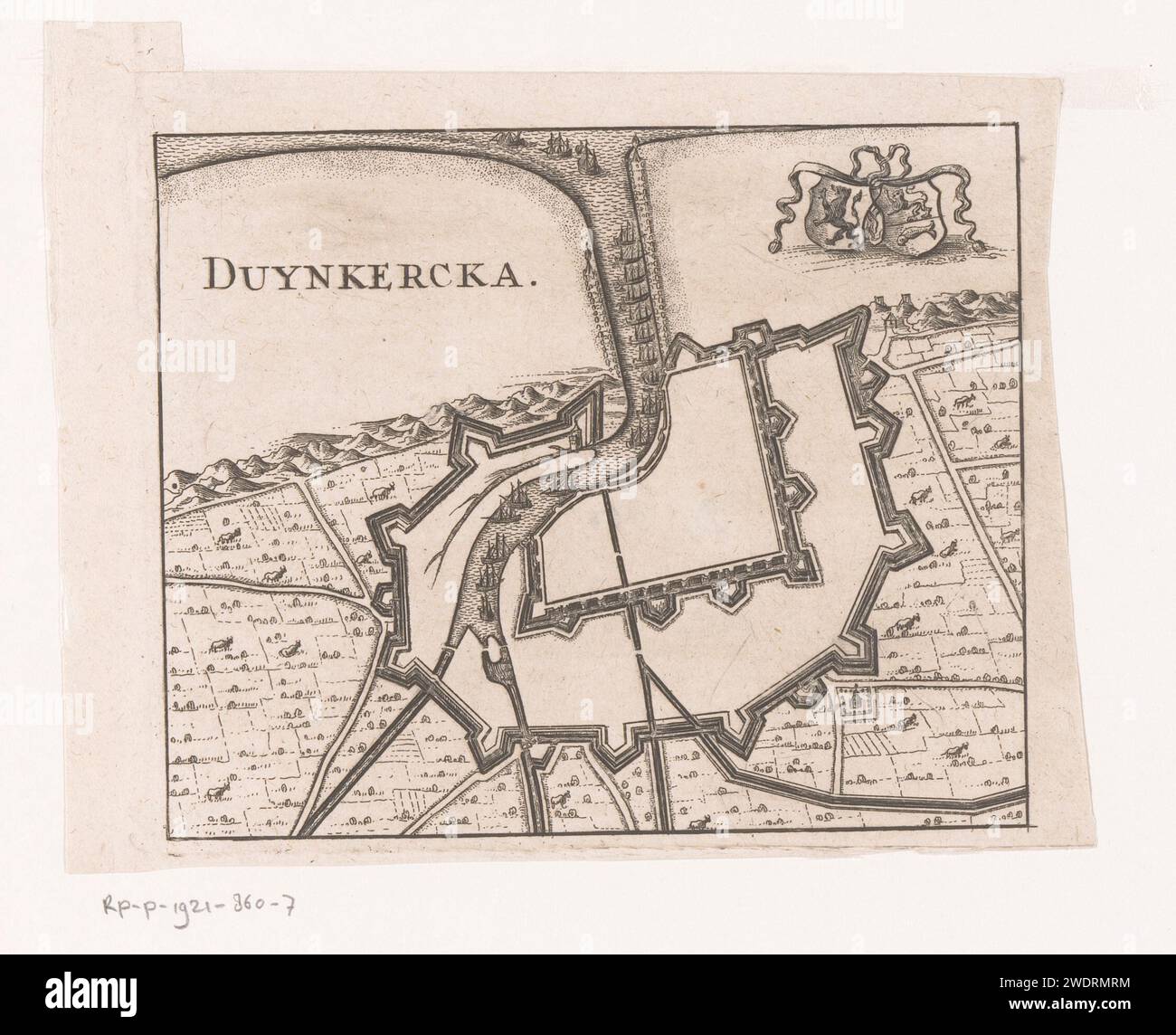 Dunkirk Fortress Plan, Anonymous, 1660 - 1662 print Map of the fortress ...