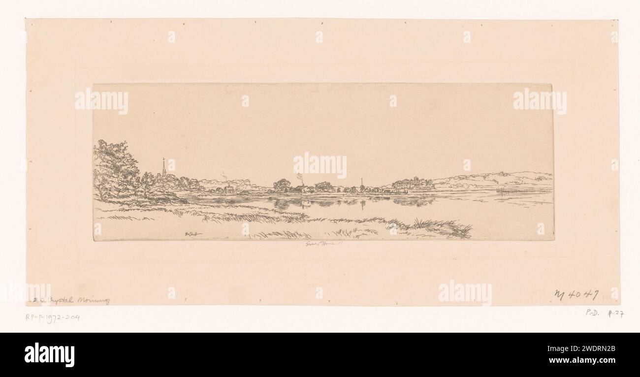 Bright Morning, Ernest Haskell, 1924 print View of a village and some ...