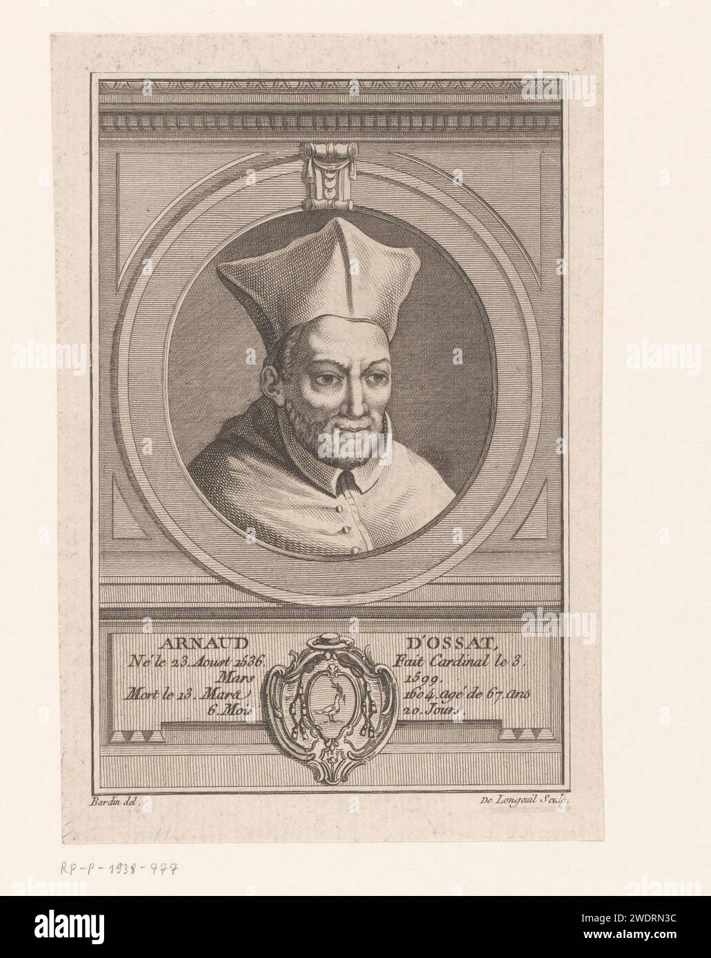 Portret van Arnaud d'Ossat, Joseph de Longueil, After Bardin, 1740 ...