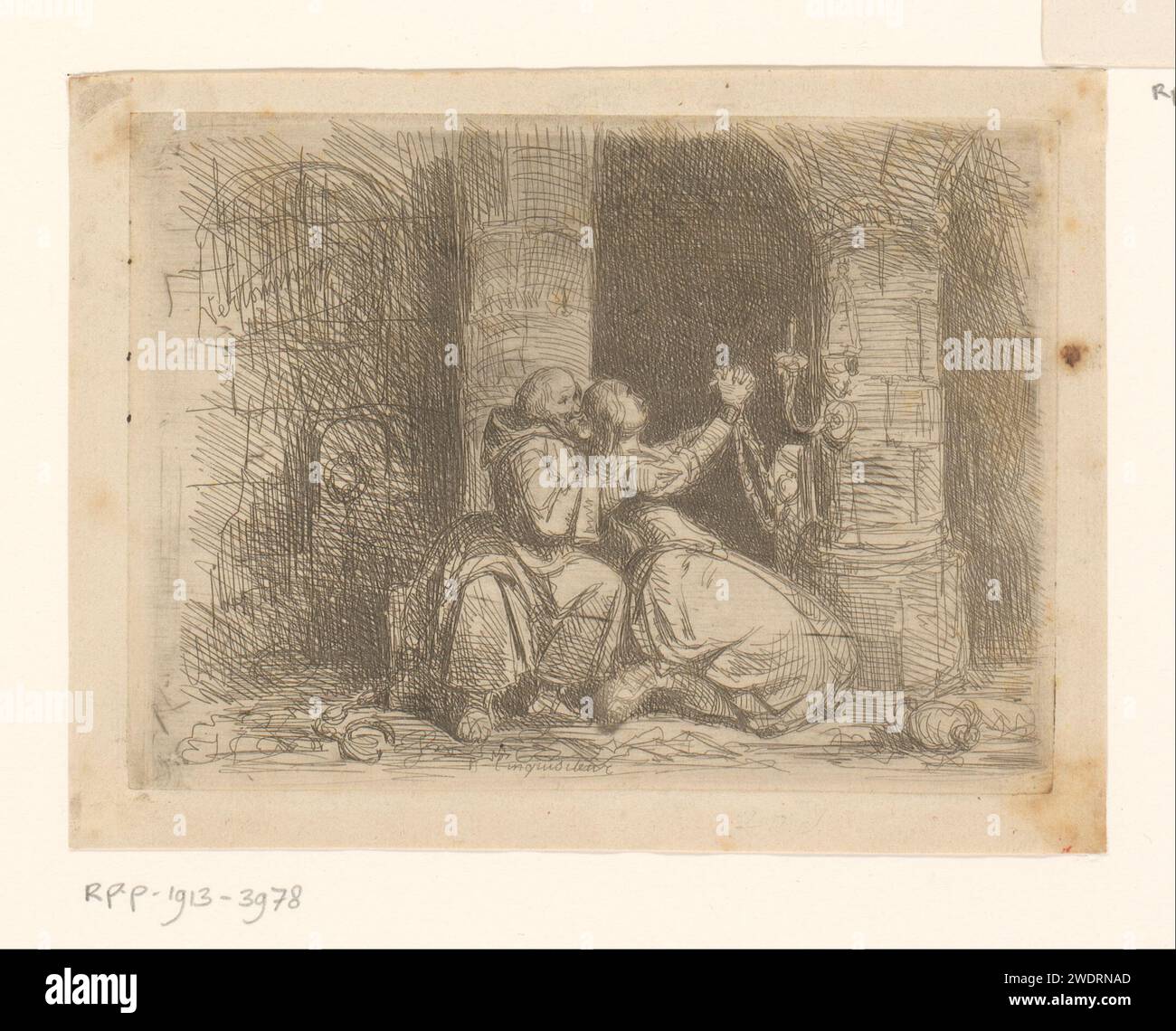 Monnik takes a chained, praying woman at the shoulders, Guillaume ...