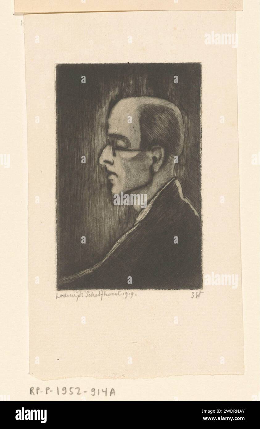 Portrait of Johan Verster, Lodewijk Schelfhout, 1918 print A portrait ...