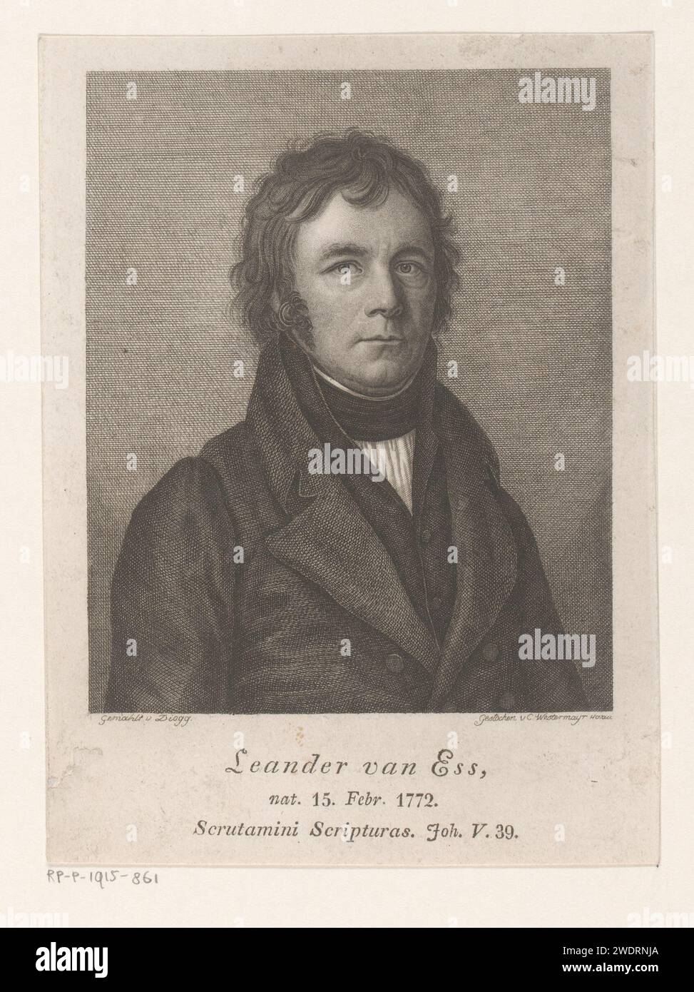 Portrait of Leander van Ess, Konrad Westermayr, After Felix Maria Diog ...