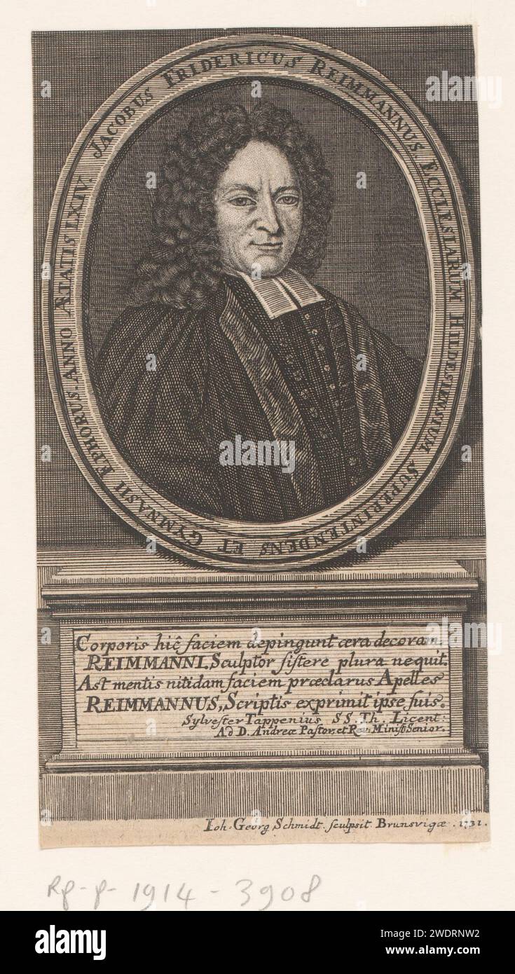 PortraT van Jacob Friedrich Reimmann, Johann Georg Schmidt, 1731 print ...