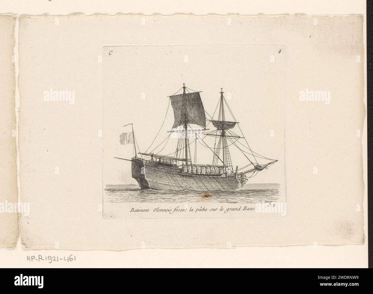 Ship with fishing nets, Pierre Ozanne, 1747 - 1813 print Paris paper ...