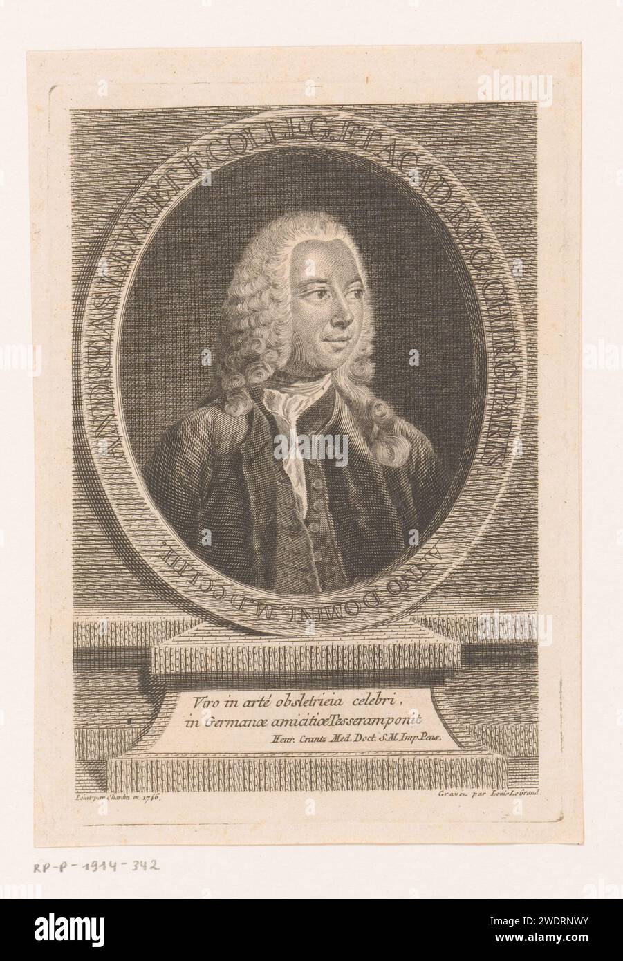 Portret van André Levret, Louis Claude Legrand, after Jean Baptiste ...