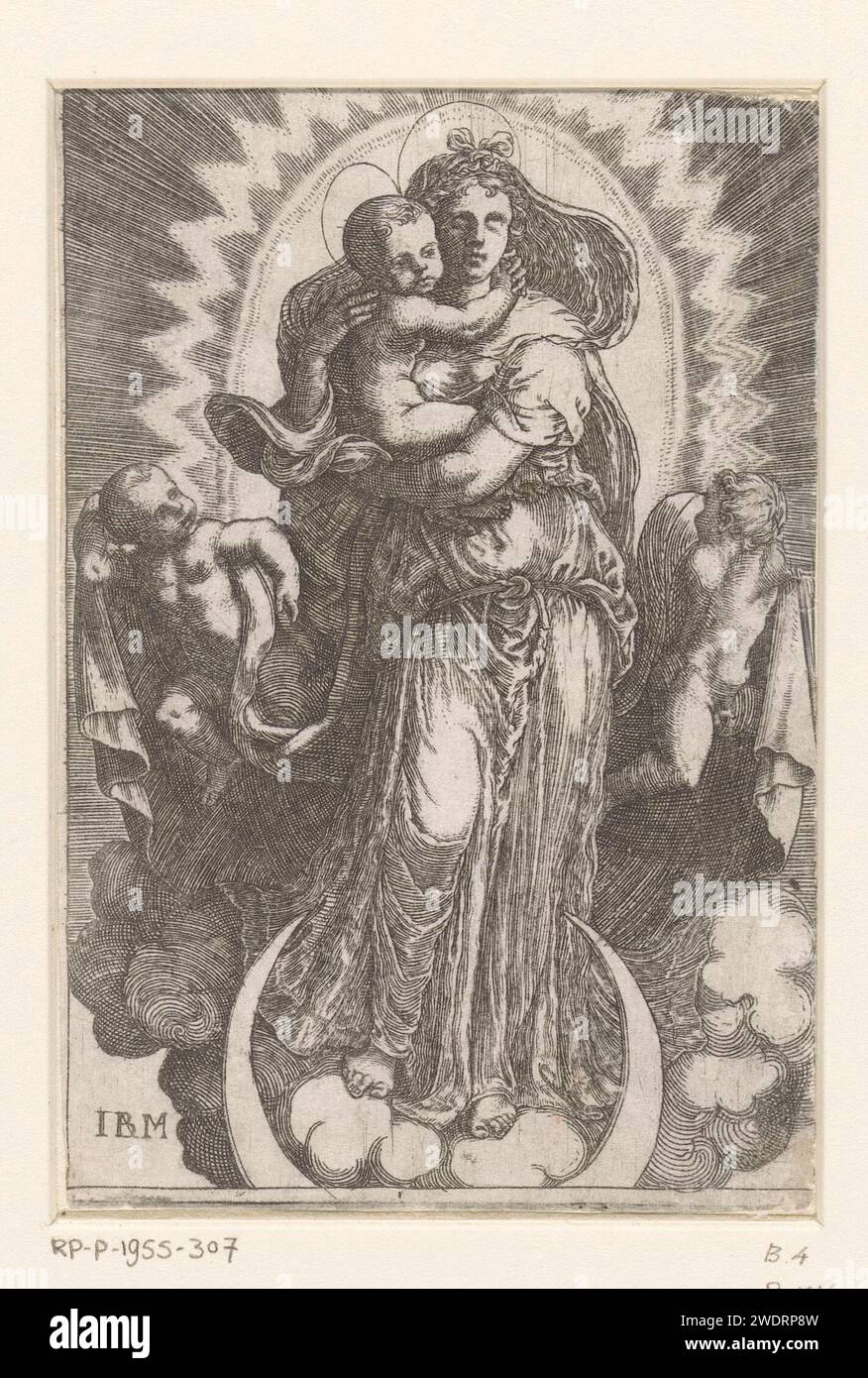 Maria with child on the moon melifier, Giovanni Battista Scultori, 1513 ...