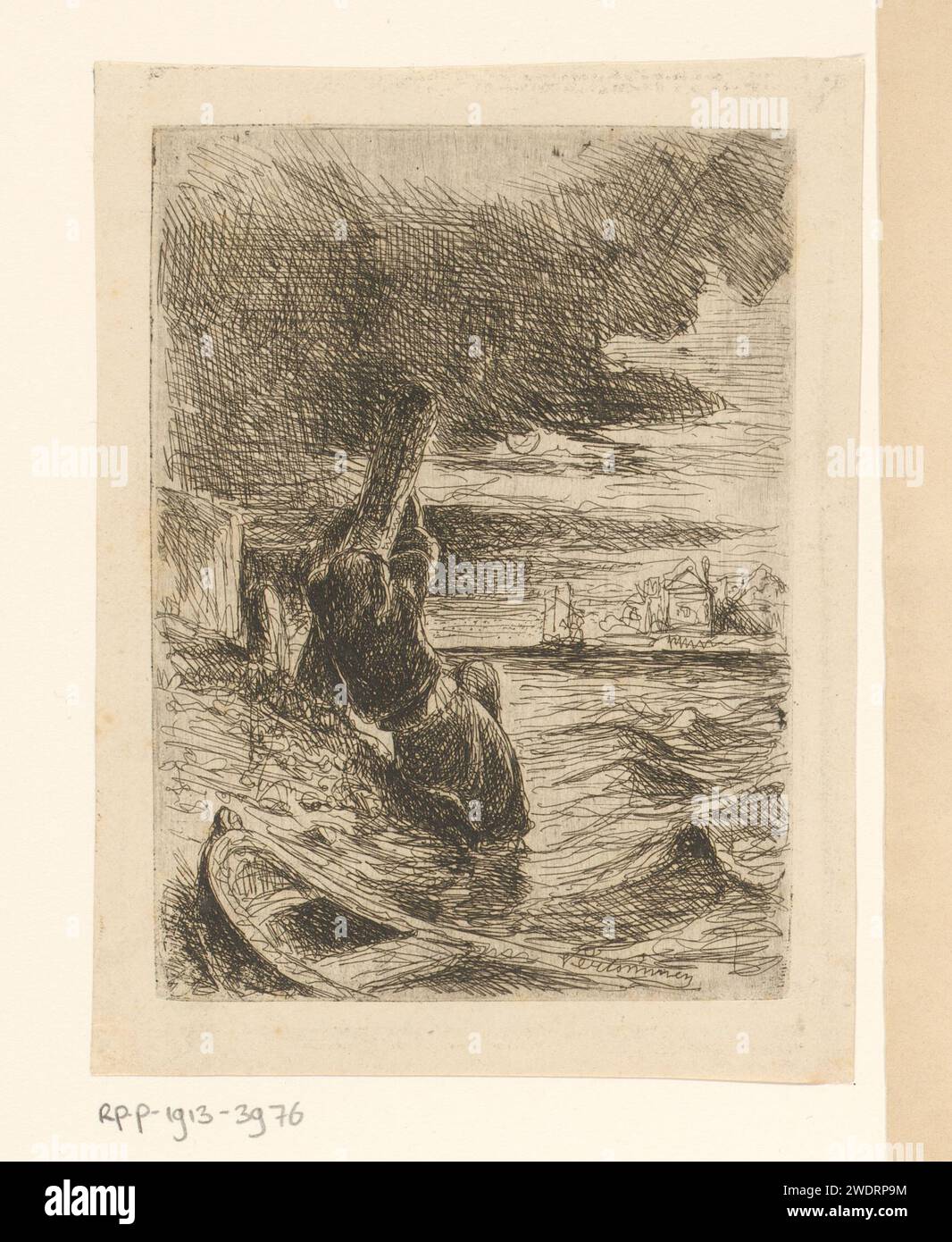 Shipwalking holds itself to a pole along the bank, Guillaume Joseph ...