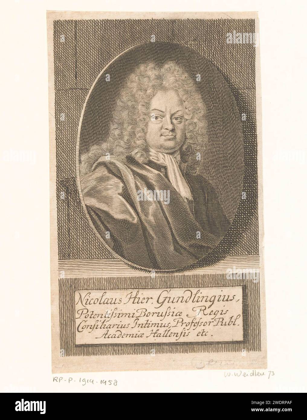 Portrait of Nicolaus Hieronymus Gundling, Martin Berbigeroth, 1719 ...